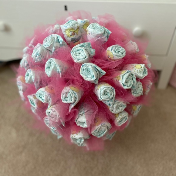 Party Supplies | Beautiful Girls Diaper Bouquet With Vase | Poshmark